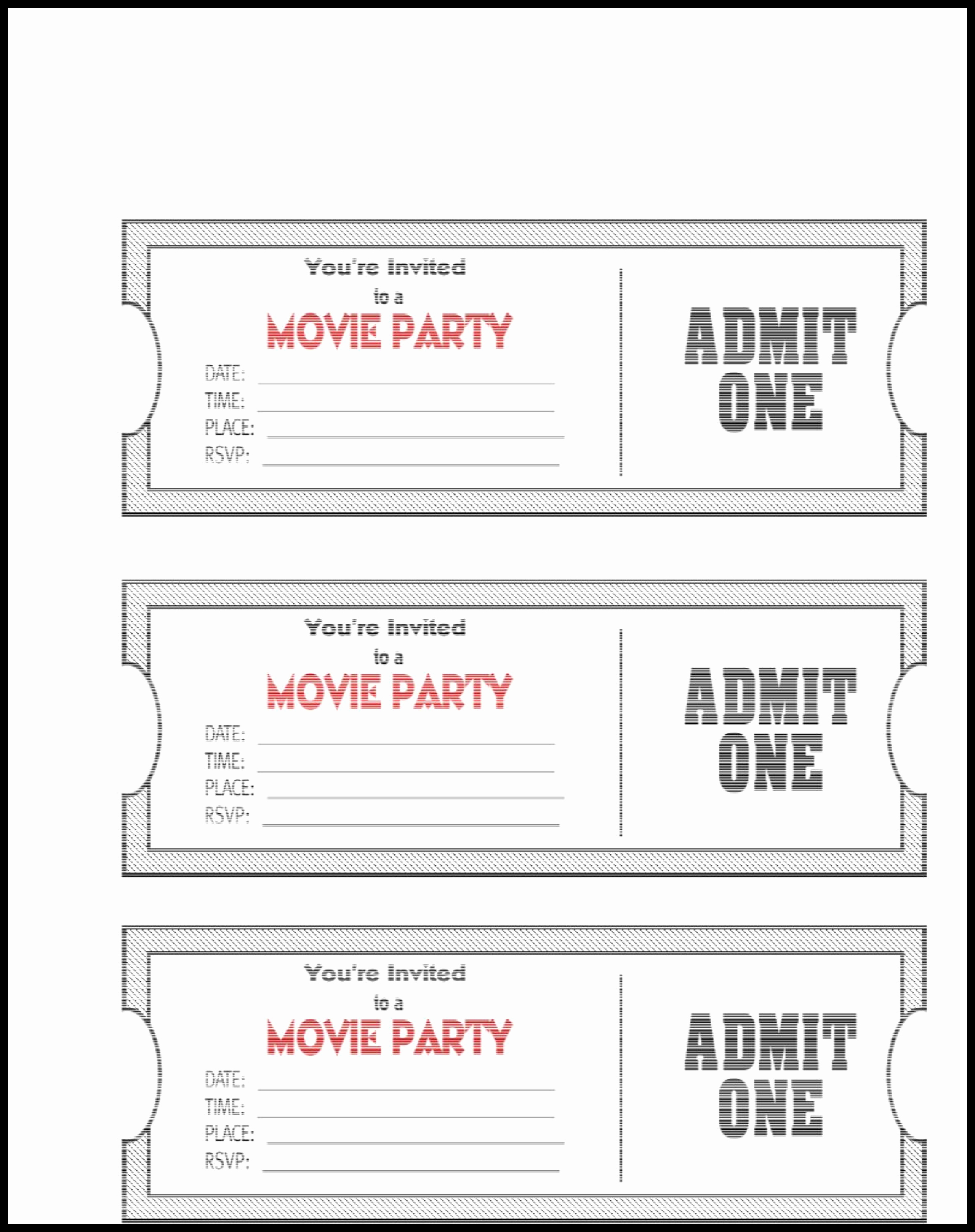 30 Admit One Ticket Template