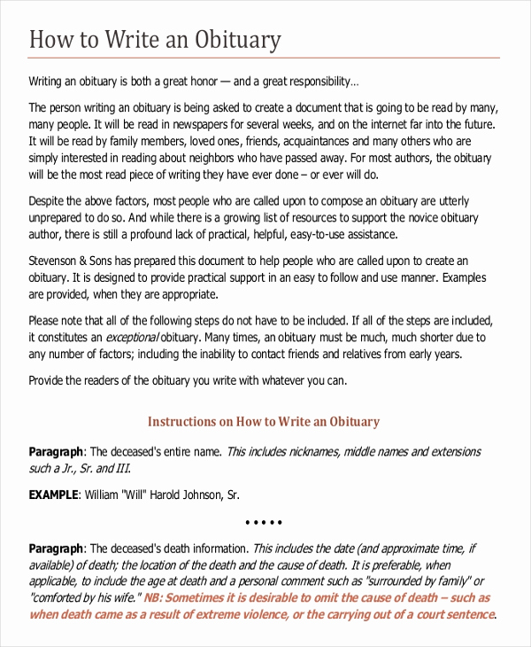 30 Sample Obituary For Mother