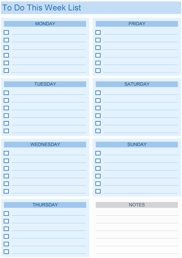 30 Weekly Todo List Template Tate Publishing News